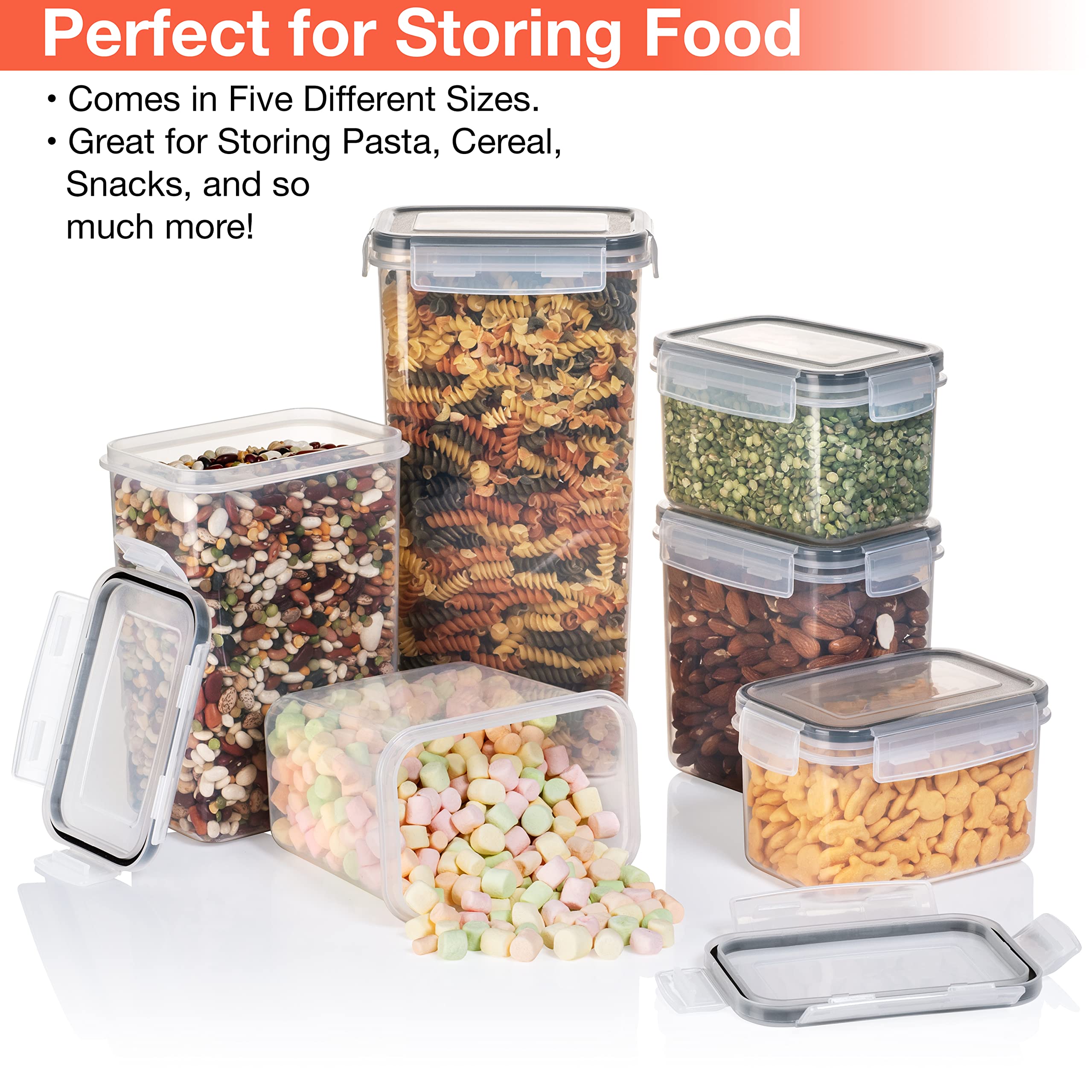 ClearSpace Airtight Food Storage Containers β14 Pack BPA Free Kitchen Organization Set for Pantry Organization and Storage, Plastic Canisters with Durable Lids Ideal for Cereal, Flour & Sugar (Black)