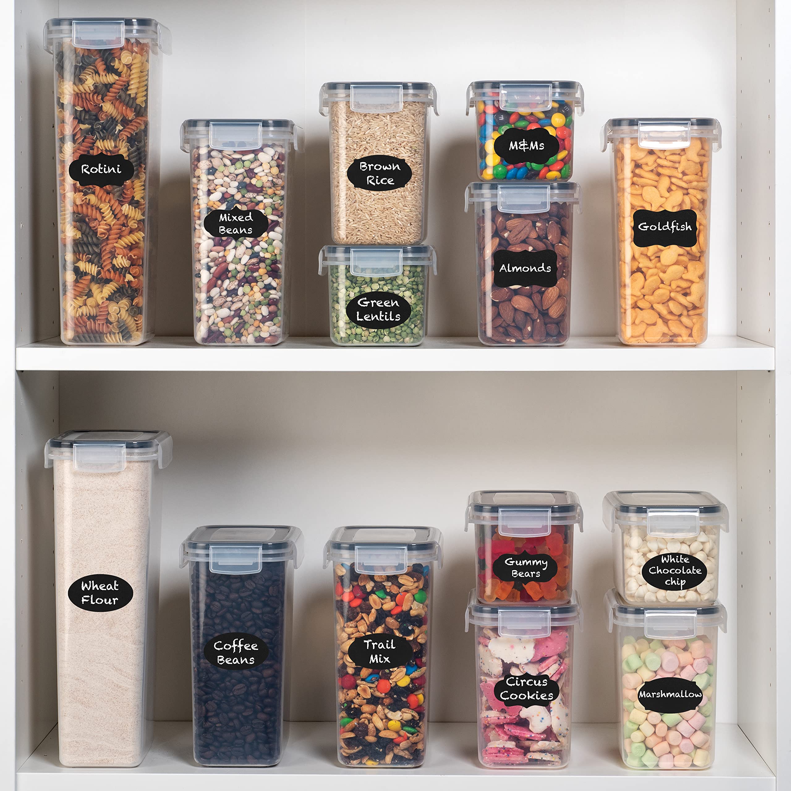 ClearSpace Airtight Food Storage Containers β14 Pack BPA Free Kitchen Organization Set for Pantry Organization and Storage, Plastic Canisters with Durable Lids Ideal for Cereal, Flour & Sugar (Black)