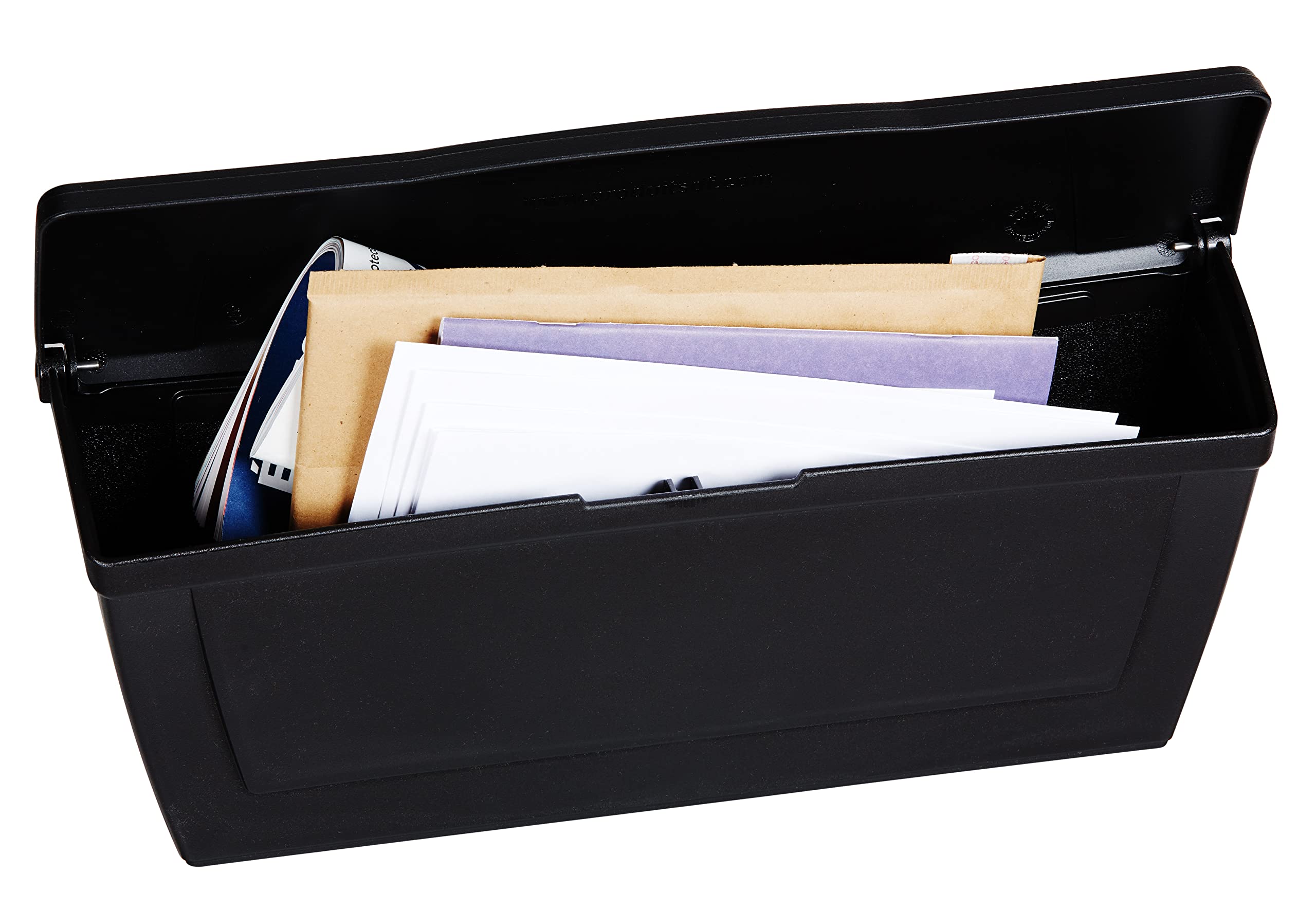 Small Plastic Mailbox for Outside Porch, Easy to Install Wall Mount, Lightweight, Heavy Duty, Rustproof, Maintenance-Free Horizontal Mail Box for House - Made in Canada - 15.5” x 4” x 6.25” (Black)