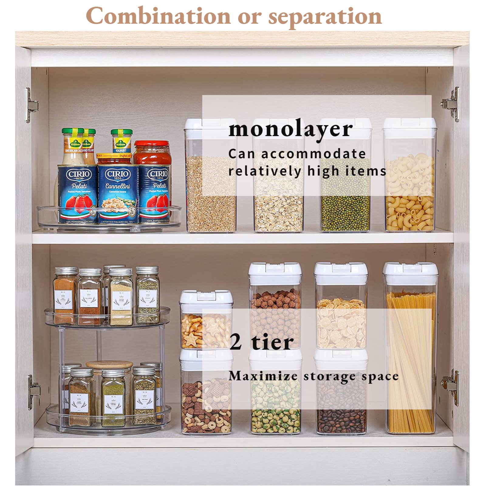 Acrylic Lazy Susan Organizer, 2 Tier Turntable for Cabinet,10.5 Inch Cleaning Supplies Organizer for Fridge Bathroom Sink Under and Storage Cabinets Kitchen Easy to Install or Separate