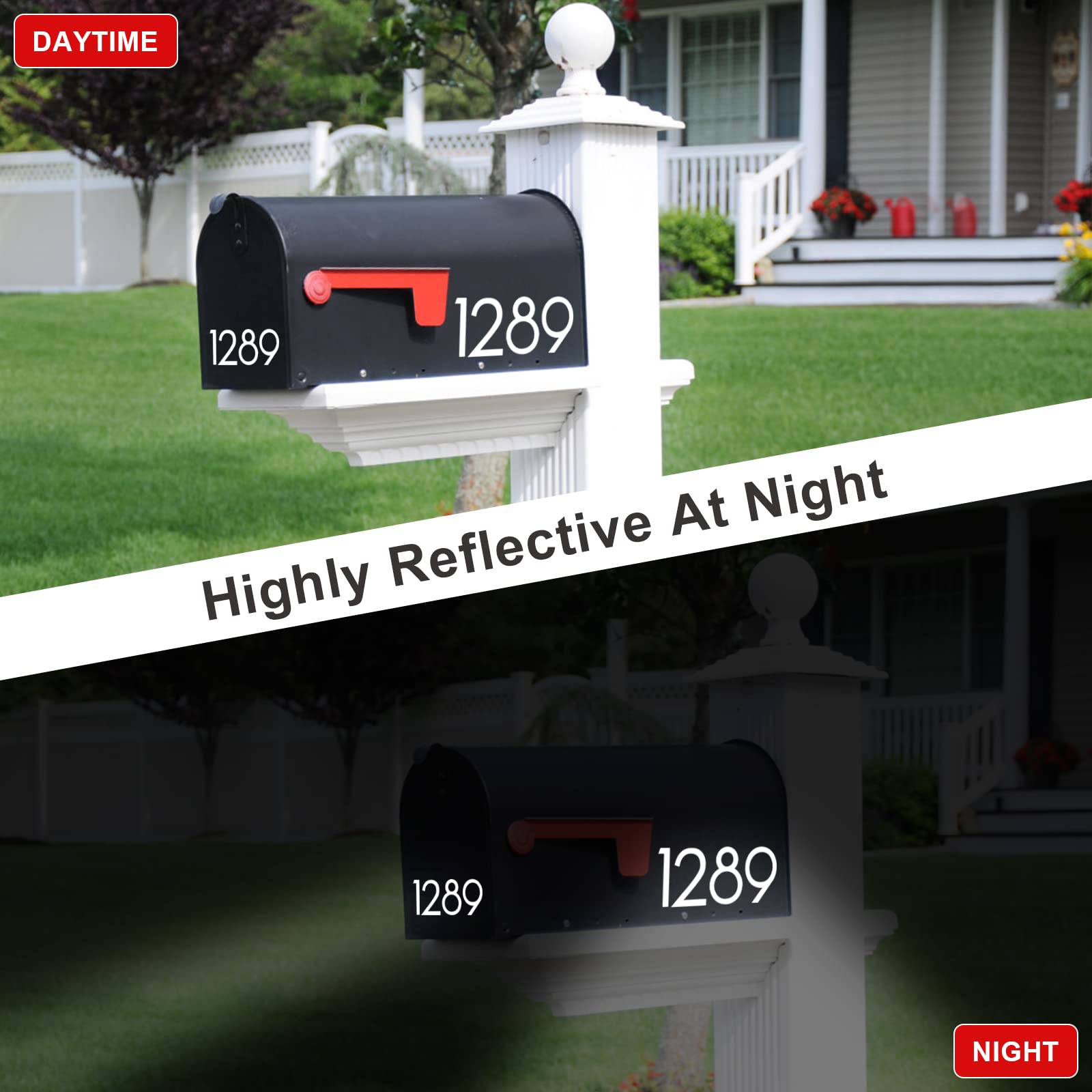 3 inch 30 Pcs Reflective Mailbox Numbers Stickers for Outside, Easy Installation with Prolonged Backing for and Pre-cut, Self Adhesive White Vinyl Address for House Address Sign Window Trash Bins