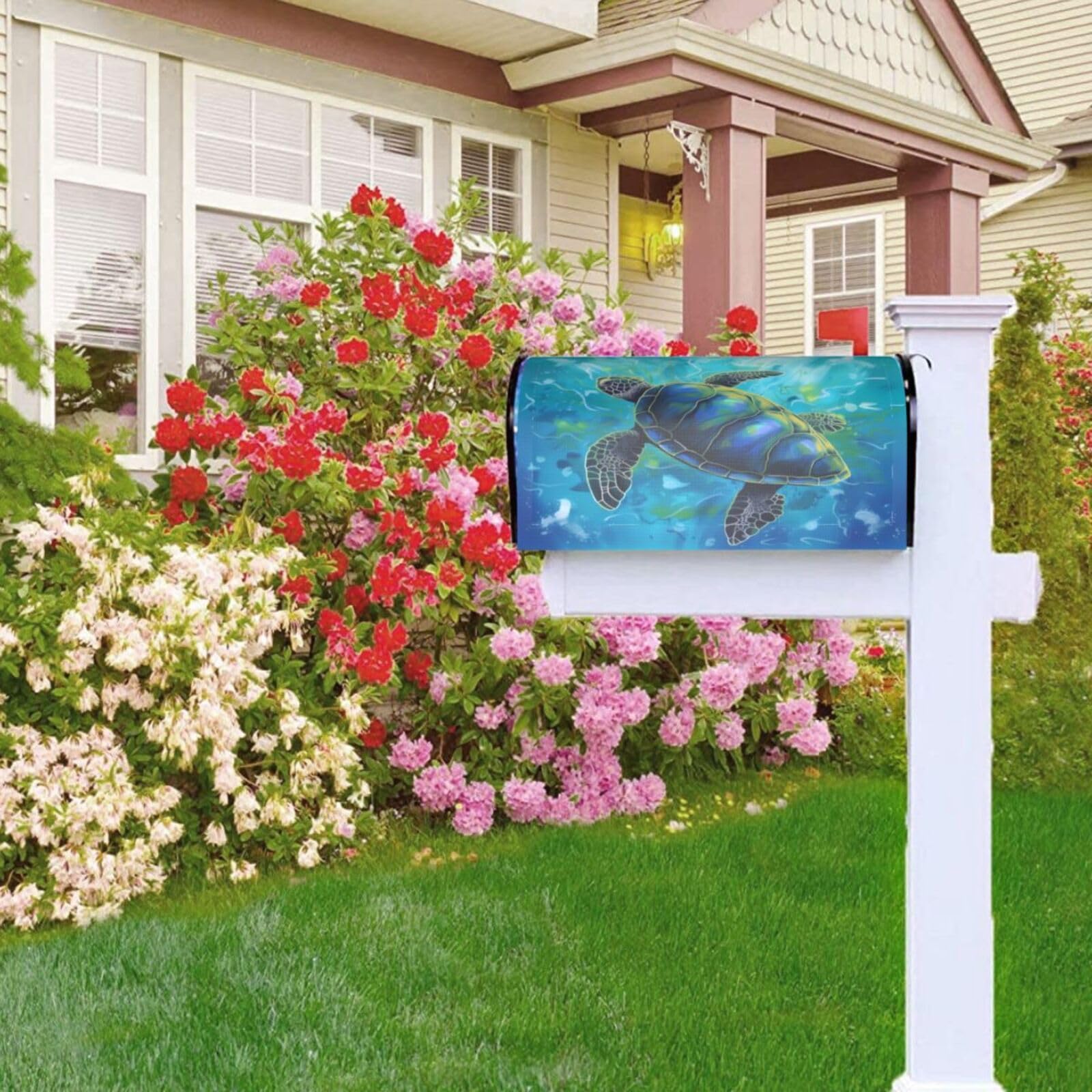 Turtle Ocean Magnetic Mailbox Covers, Mail Wraps Garden Yard Home Decor for Outdoor Standard Size 21x18 in