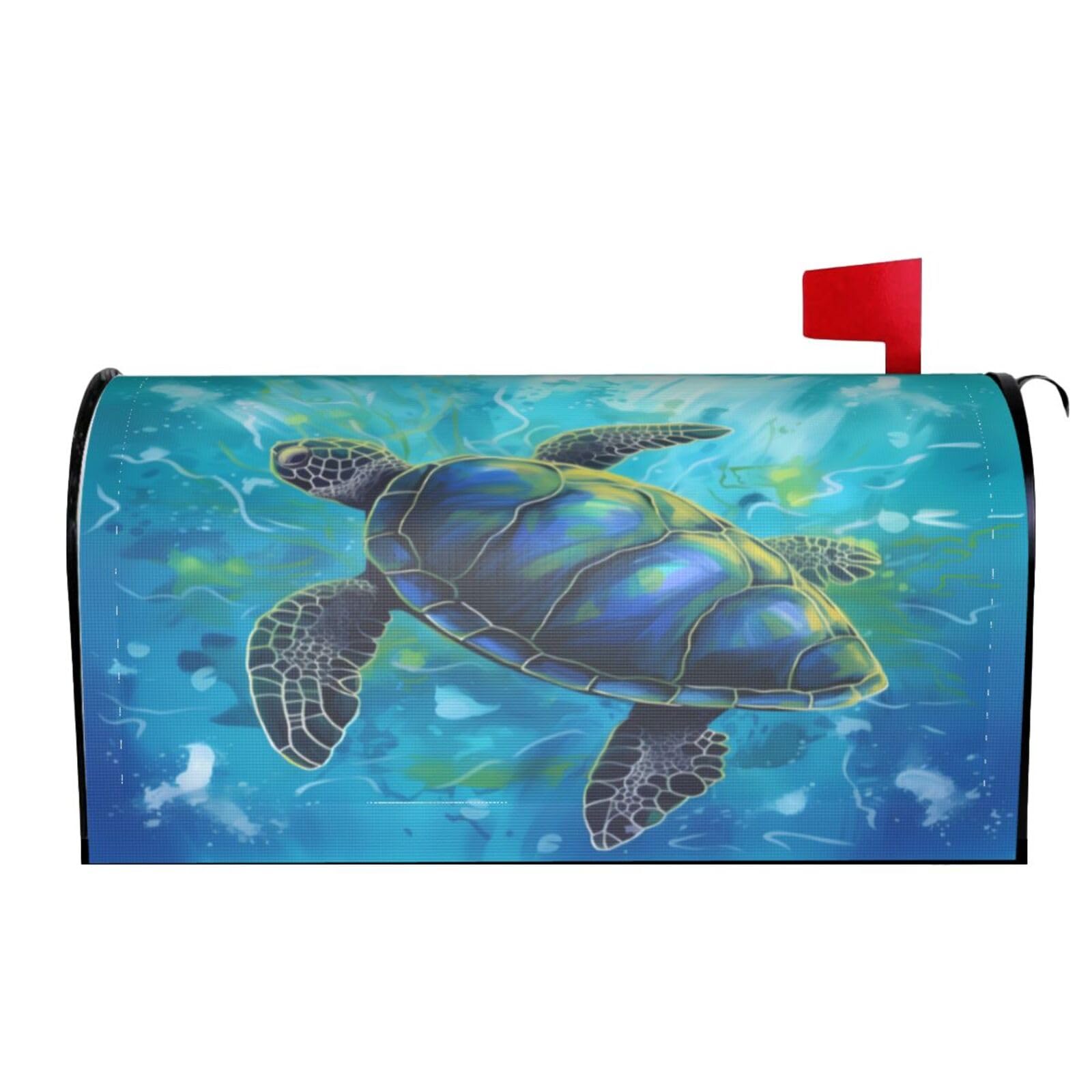 Turtle Ocean Magnetic Mailbox Covers, Mail Wraps Garden Yard Home Decor for Outdoor Standard Size 21x18 in