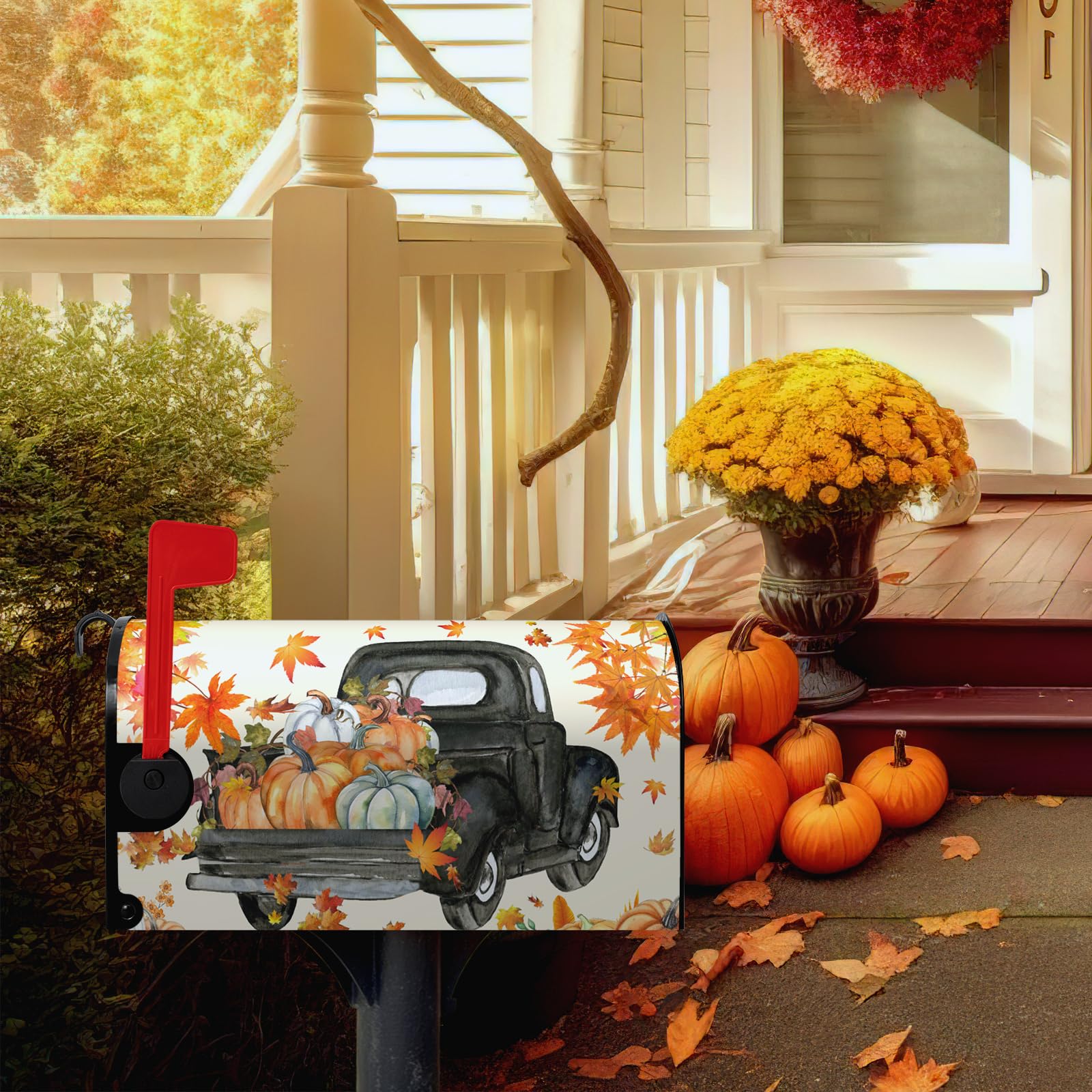 Dacawin Fall Harvest Mailbox Covers Magnetic Standard Size Thansgiving Pumpkin Mailbox Post Cover Maple Leaves Truck Mailbox Decor Waterproof Mailbox Wraps Mail Cover for Garden Yard 21 * 18 Inch
