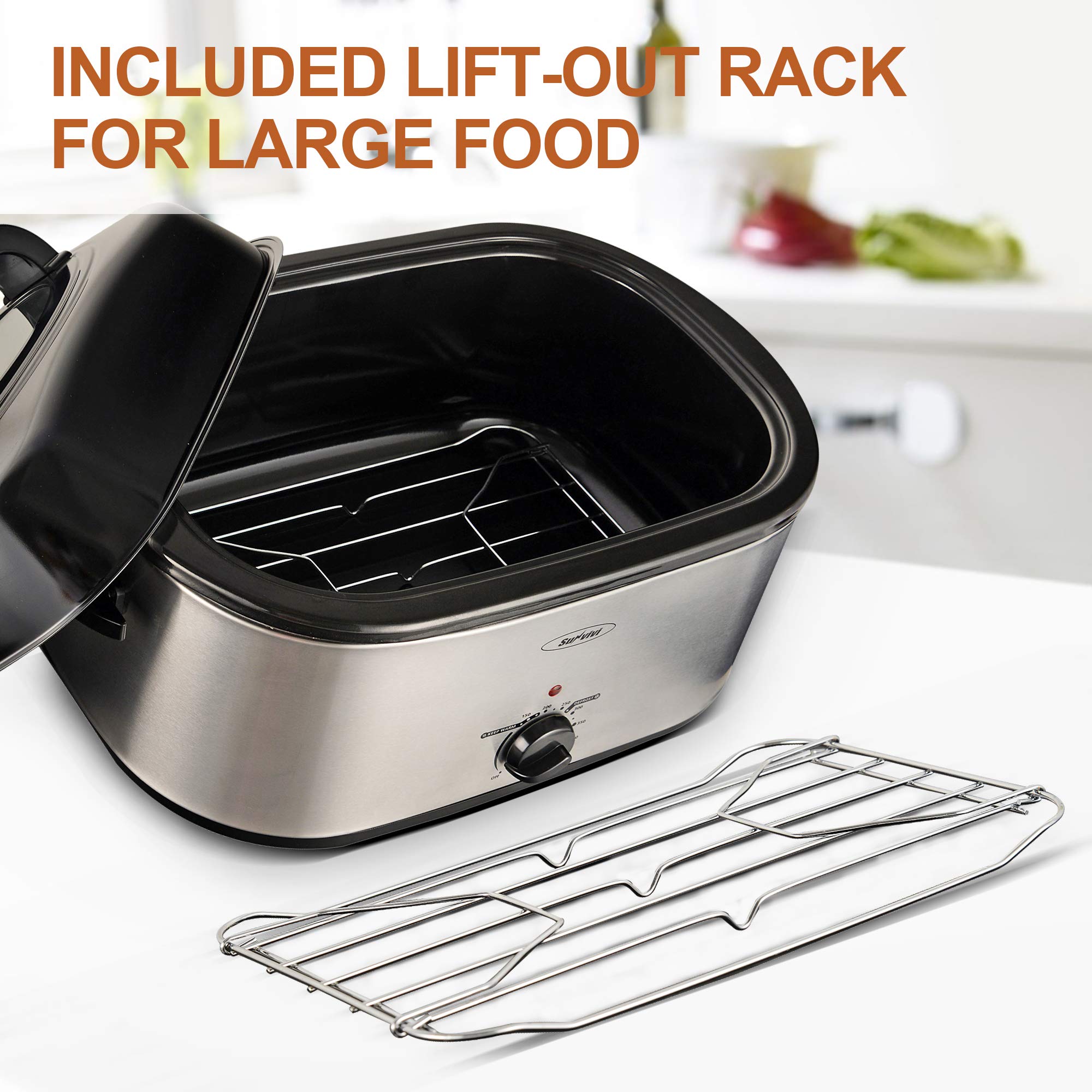24 Quart Turkey Roaster Oven with Removable Pan and Rack & Triple Slow Cooker Food Warmer