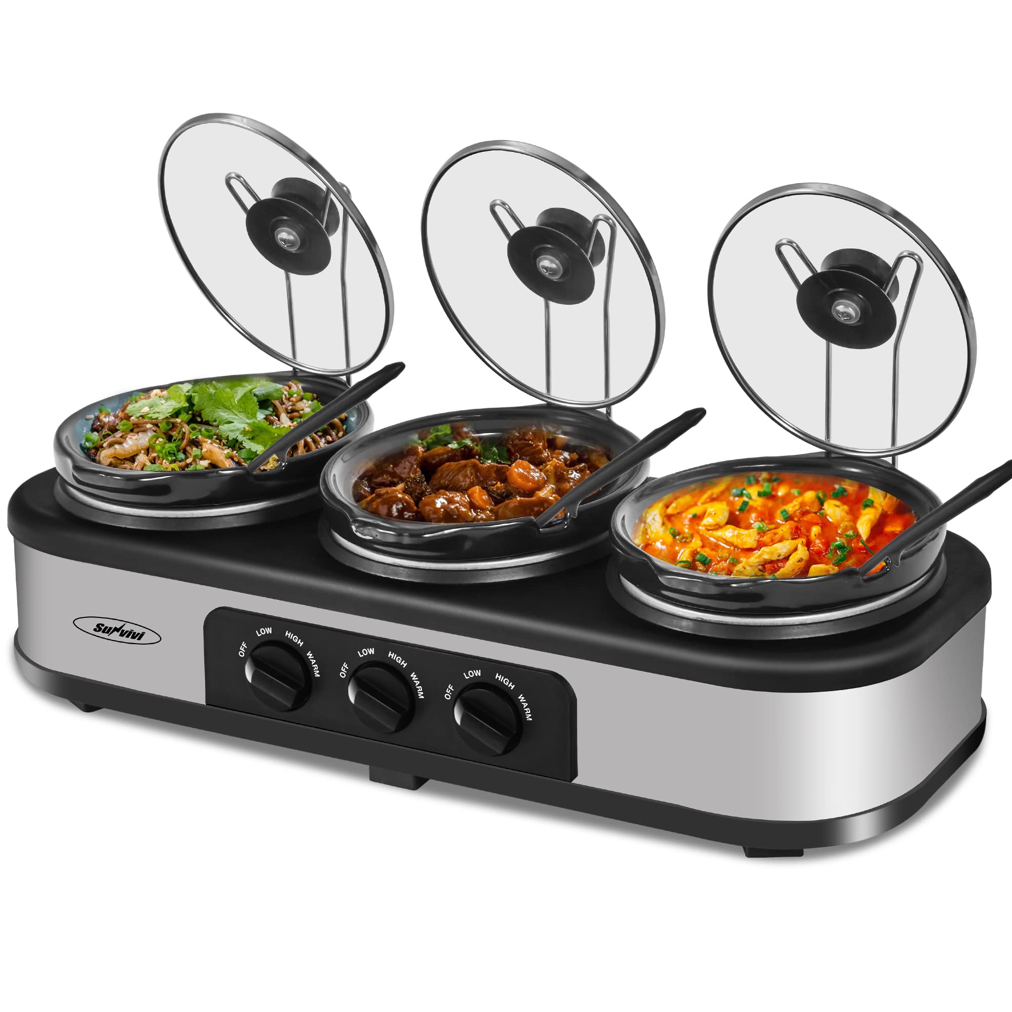 24 Quart Turkey Roaster Oven with Removable Pan and Rack & Triple Slow Cooker Food Warmer