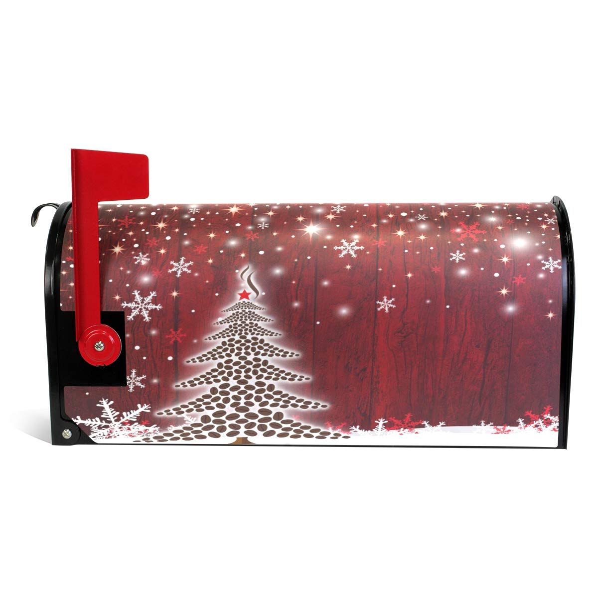Naanle Christmas Xmas Magnetic Mailbox Cover, Red Christmas Tree Snowflake Mailbox Wrap Home Decorative for Standard Size 20.8β(L) x 18β(W)