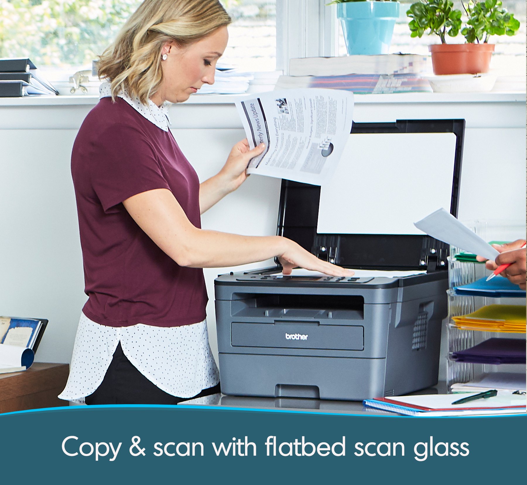 Brother HL-L23 90DW Series Compact Wireless Monochrome Laser All-in-One Printer - Print Scan Copy - Mobile Printing - Auto Duplex Printing - Up to 32 Pages/Minute - 2-line Display + HDMI Cable