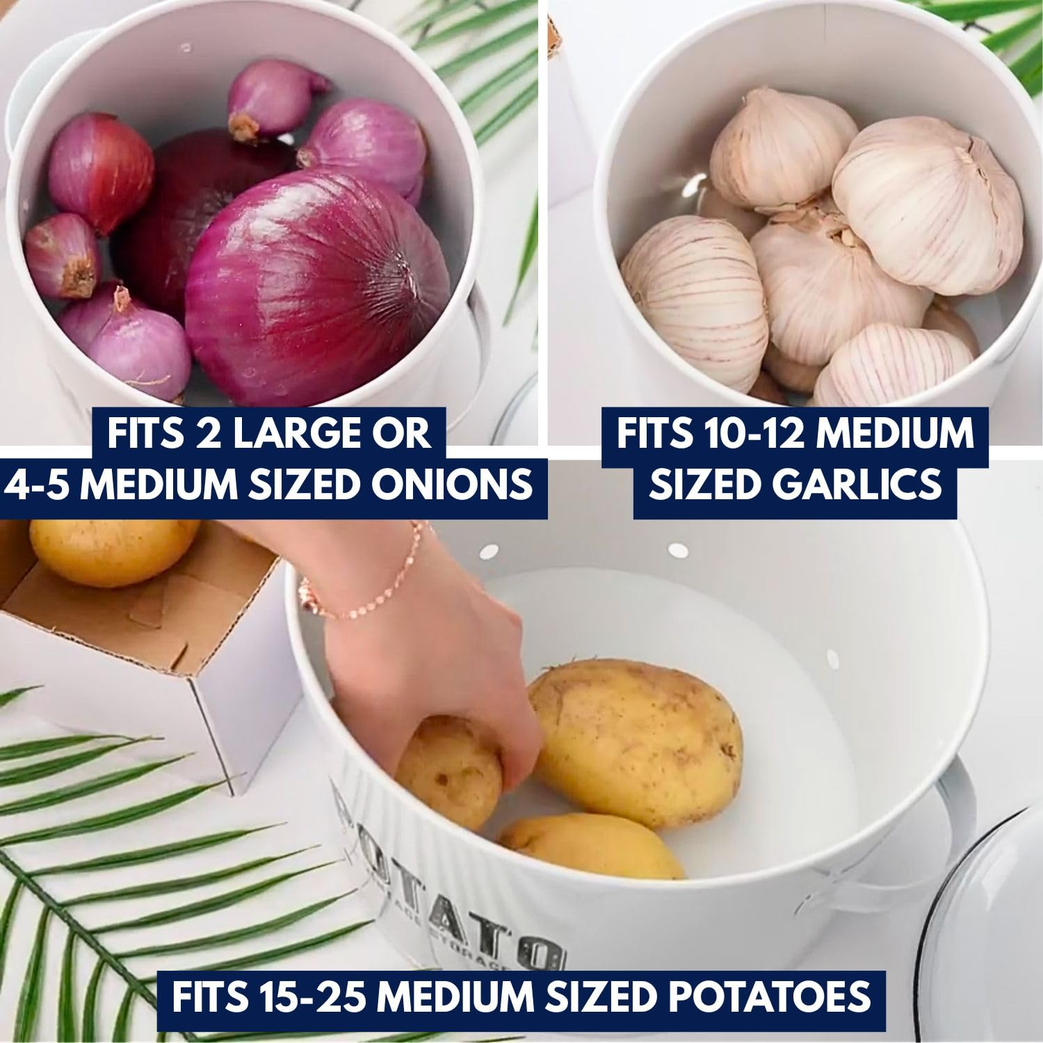 Granrosi Potato Storage For Pantry, Canister Sets for the Kitchen Counter, Onion Storage Containers, Garlic Keeper For Counter, Potato and Onion Storage Bin, Onion Keeper, Potato Bin, Potatoes Storage