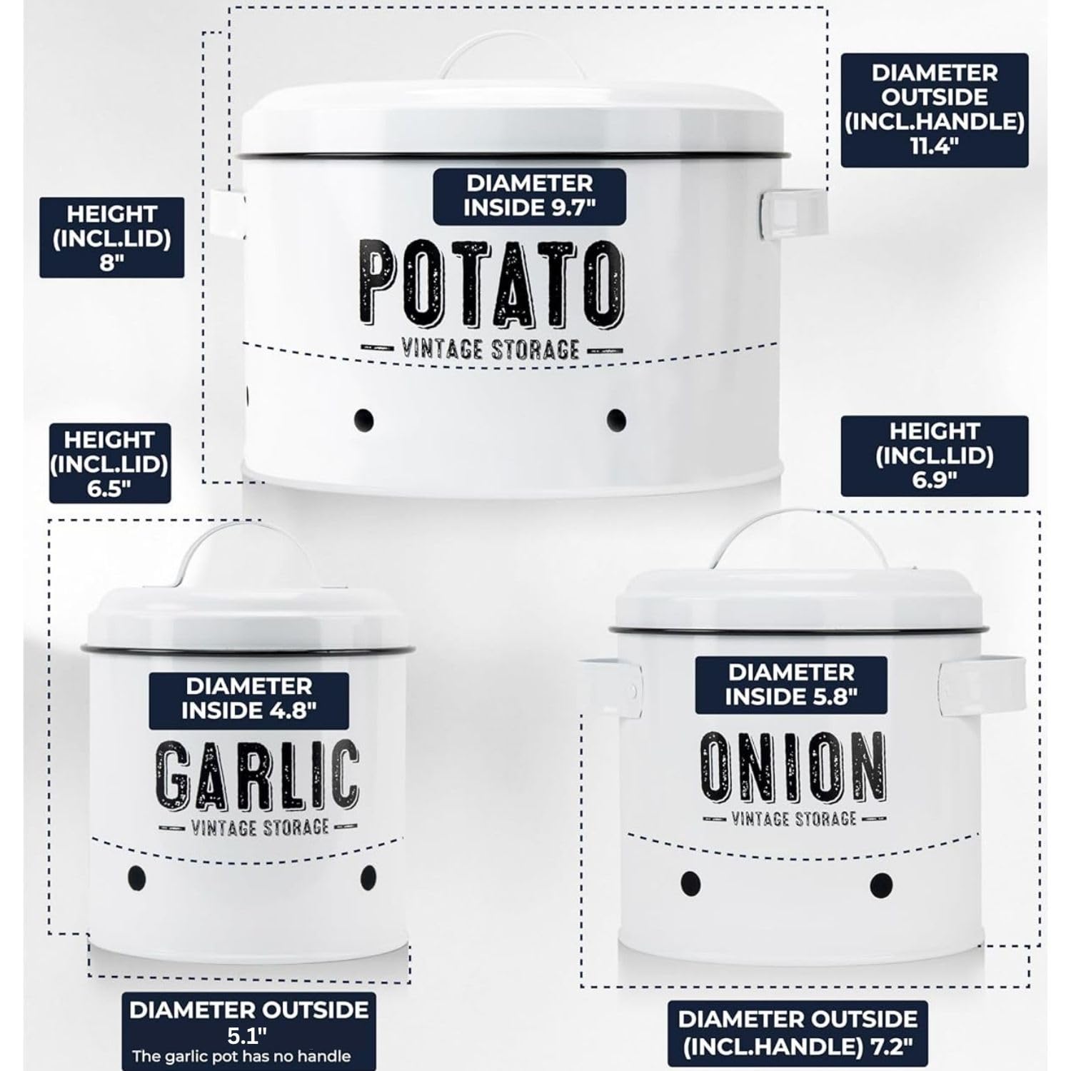 Granrosi Potato Storage For Pantry, Canister Sets for the Kitchen Counter, Onion Storage Containers, Garlic Keeper For Counter, Potato and Onion Storage Bin, Onion Keeper, Potato Bin, Potatoes Storage