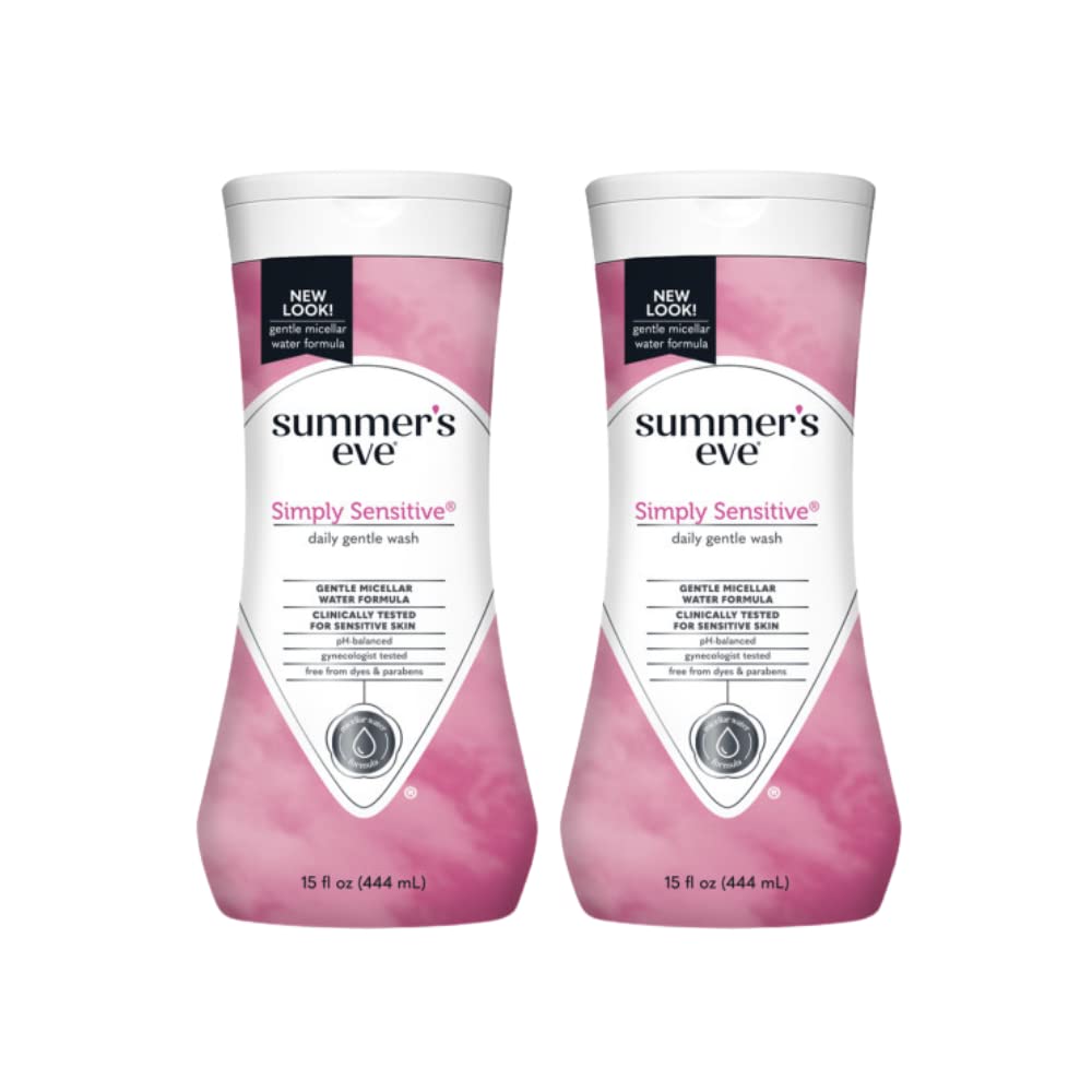Summer's Eve 5 in 1 Simply Sensitive Cleansing Wash for Sensitive Skin, 15.0 FL OZ - 2 Pack
