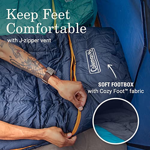 Coleman Big Bay Mummy Sleeping Bag, Cool-Weather 0°F/20°F/40°F Camping Sleeping Bag for Adults with Foot Ventilation and Compression Stuff Sack, Big & Tall