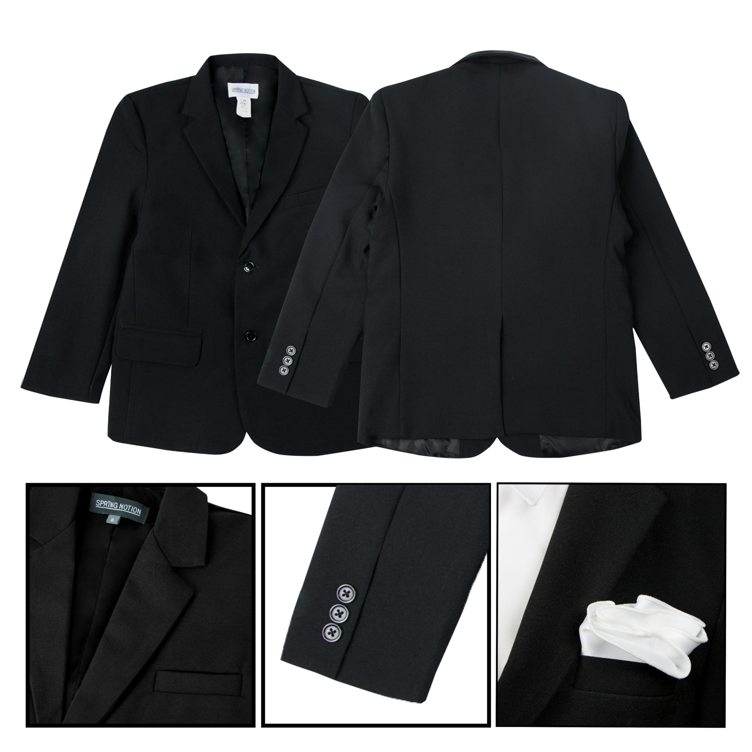 Spring Notion Big Boys' Modern Fit Dress Suit Set 10 Black w/Burgundy Tie