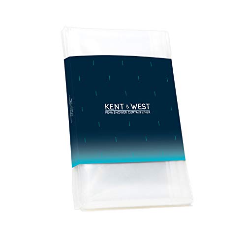 Kent & West - USA Made PEVA Shower Curtain Liner | PVC Free | Clear & Durable | Metal Grommets | 9 Gauge | Bottom Magnets | 72" W x 84" H (Extra Long)