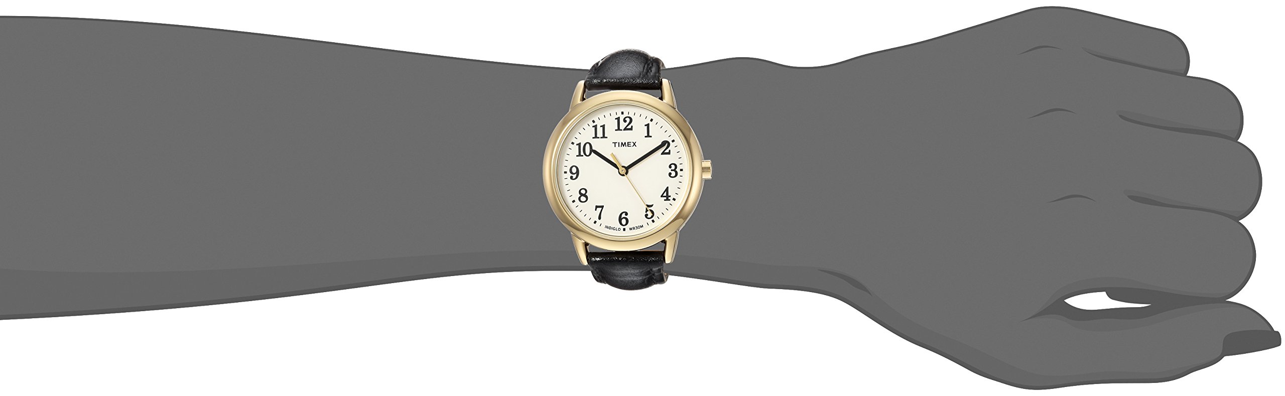 Timex Women's Easy Reader 30mm Watch β Gold-Tone Case Cream Dial with Black Croco Leather Strap