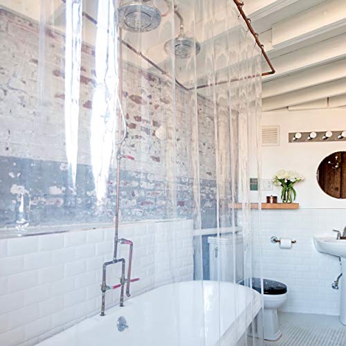 Kent & West - USA Made PEVA Shower Curtain Liner | PVC Free | Clear & Durable | Metal Grommets | 9 Gauge | Bottom Magnets | 72" W x 84" H (Extra Long)