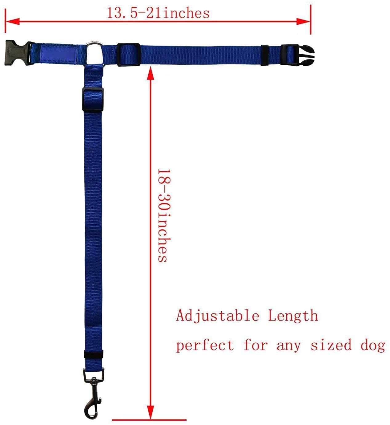 Dog Cat Safety Seat Belt Strap Car Headrest Restraint Adjustable Nylon Fabric Dog Restraints Vehicle Seatbelts Harness (Blue)
