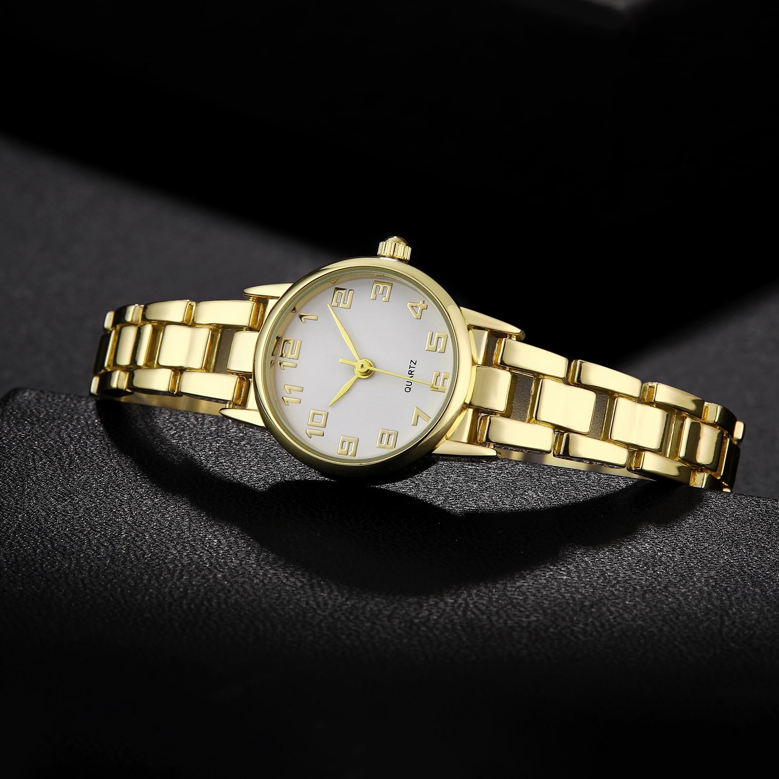 TWOPTION Womens Waterproof Wrist Watch,Women's Small Thin Analog Bracelet Quartz Watch Dainty Christmas Gifts (Gold-15#)