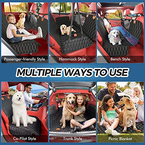 Chumajor 6-in-1 Dog Car Seat Cover for Back Seat,60/40 Split 100% Waterproof Dog Hammock for Car,Trucks Suvs-Scratchproof Nonslip Back Seat Protector for Dog