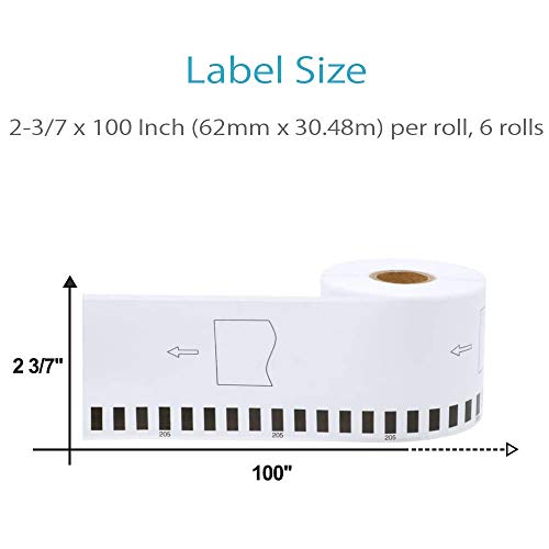 COLORWING Compatible Continuous Paper Labels Replacement for Brother DK-2205 62mm x 30.48m(2.4" x 100ft) Shipping Address Labels, for Brother QL-800, 810W, 820NWB, 1110NWB, 8 Rolls with 1 Frame