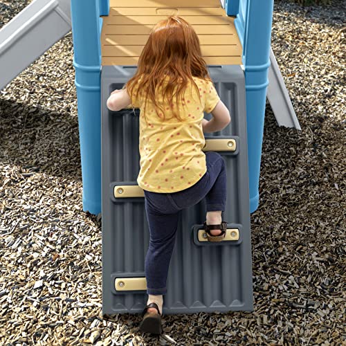Step2 Scout & Slide Climber Toddler Playset – Toddler Play Gym with Elevated Kids Playhouse, Kids Slide, Two Climbing Walls, Steering Wheel, and Metal Bars – Dimensions 72.5" x 70" x 55.75"