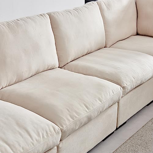YUNLife&Home Free Combination Modular Sectional Sofa with Reversible Chaise,Down Filled Upholstered U-Shaped 6-Seat Corner Couch w/Moveable Ottoman,Comfy Oversized Sofá for Living Room
