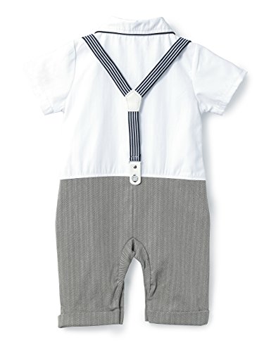 HeMarIsle HMD Baby Boy Gentleman White Shirt Bowtie Tuxedo Onesie Jumpsuit Overall Romper(0-18M) … (A Grey, 70(3-6 Month))