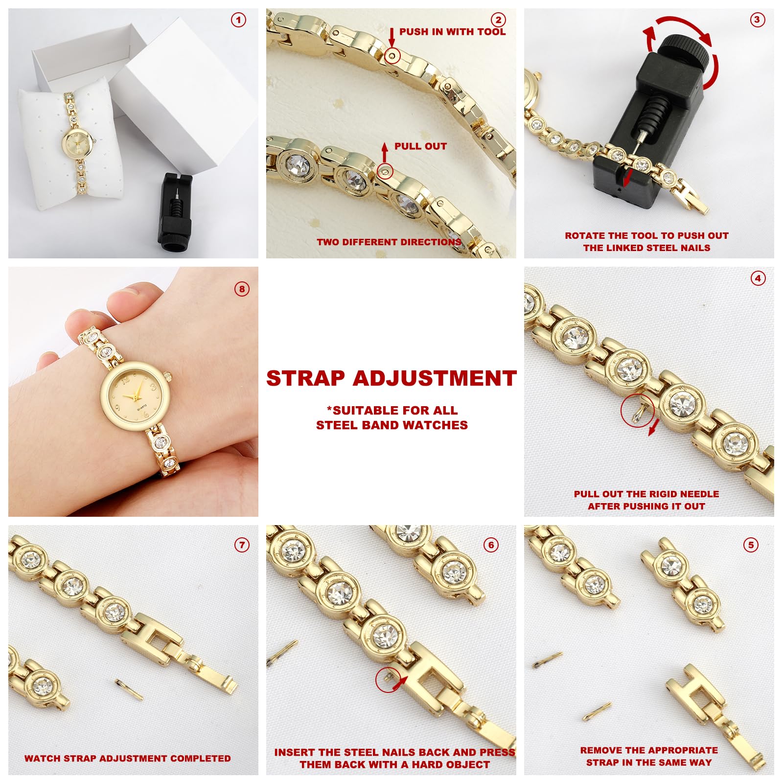 TWOPTION Womens Waterproof Wrist Watch,Women's Small Thin Analog Bracelet Quartz Watch Dainty Christmas Gifts (Gold-15#)