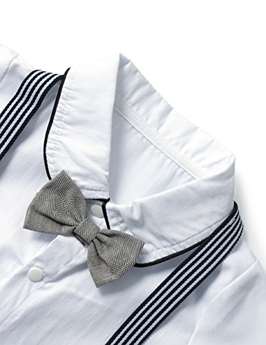 HeMarIsle HMD Baby Boy Gentleman White Shirt Bowtie Tuxedo Onesie Jumpsuit Overall Romper(0-18M) … (A Grey, 70(3-6 Month))