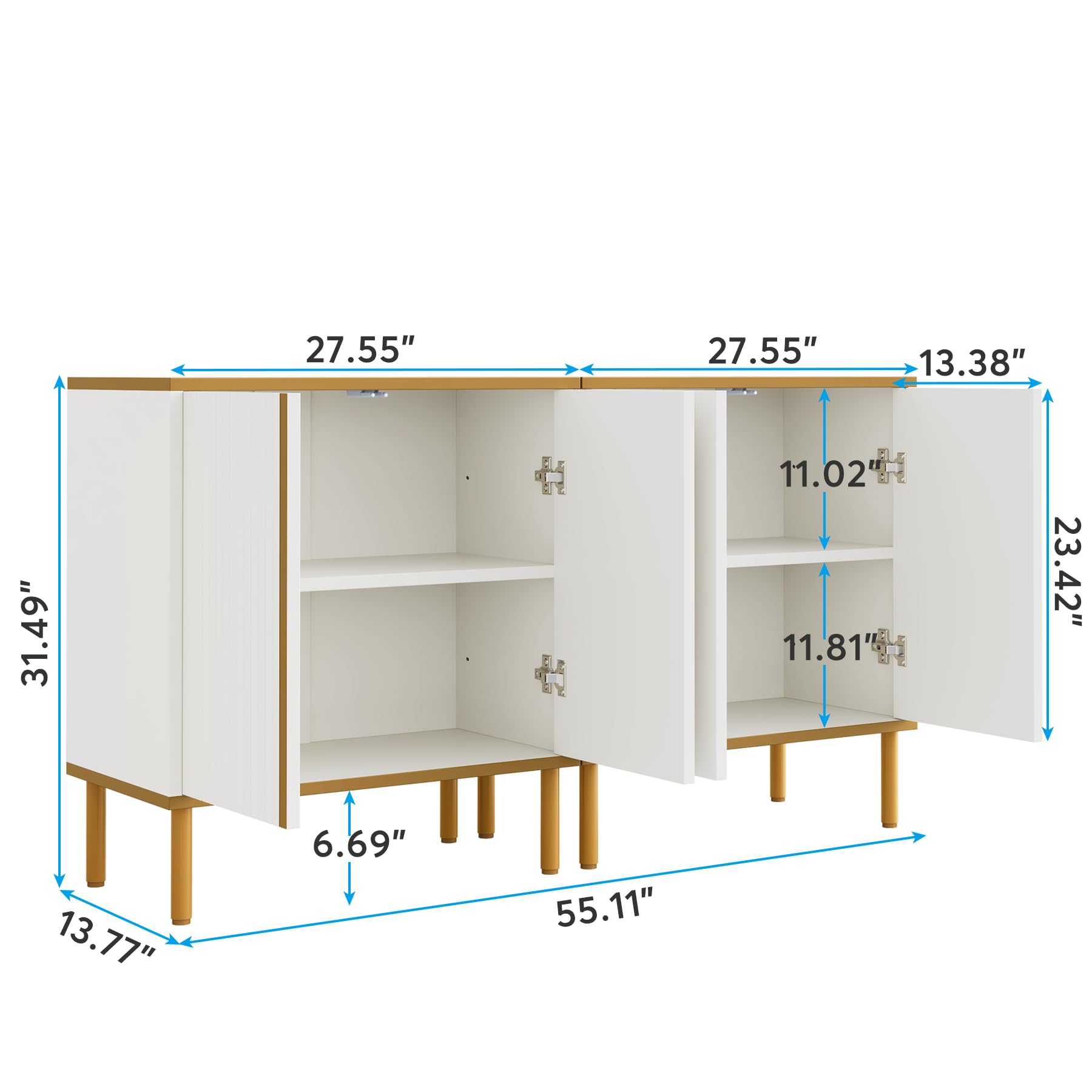 Tribesigns Buffet Storage Cabinet Set of 2, Sideboard Cabinets with with Storage, Mid-Century Modern Accent Cabinet with Adjustable Shelf for Kitchen Dining Room