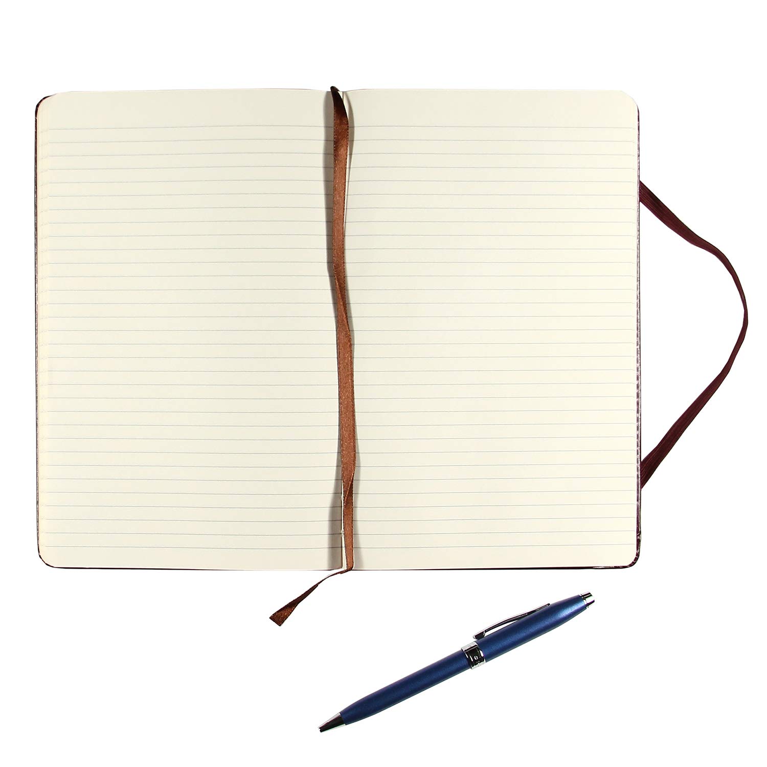 C.R. Gibson MJ5-4792 Brown Bonded Leather Notebook with 240 Ruled Pages, 5" W x 8.25" H