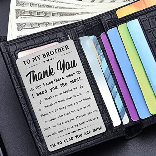 LGQDYMZ Brother Birthday Card Gifts, Thank You Brother Engraved Wallet Card Idea Presents