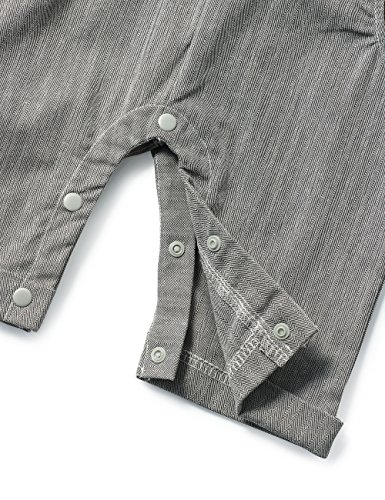 HeMarIsle HMD Baby Boy Gentleman White Shirt Bowtie Tuxedo Onesie Jumpsuit Overall Romper(0-18M) … (A Grey, 70(3-6 Month))