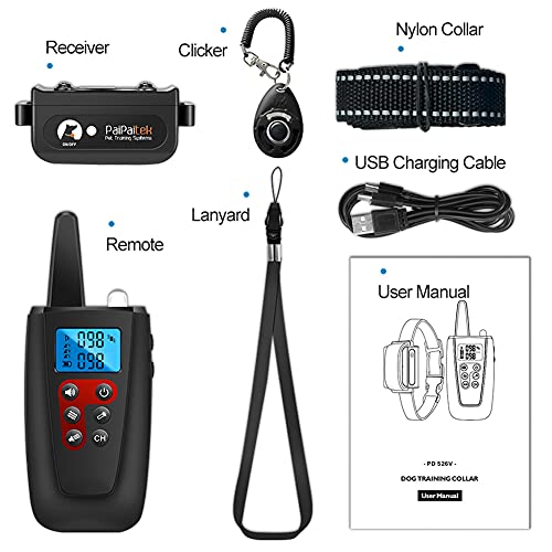 Paipaitek Dog Training Collar No Shock, 3300ft Range Vibrating Dog Collar, IPX7 Waterproof Dog Training Collar with Remote, No Prongs and No Shock, only Sound and Vibration Collar for Training Dogs
