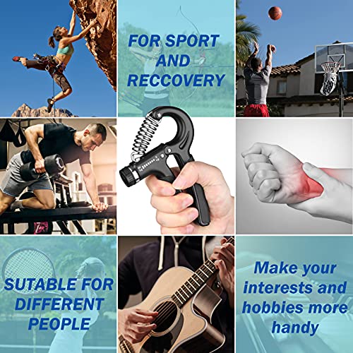 Grip Strength Trainer 2 Pack, Hand Grip Exerciser Strengthener with Adjustable Resistance 11-132 Lbs (5-60kg), Forearm Strengthener, Hand Exerciser for Muscle Building and Injury Recover