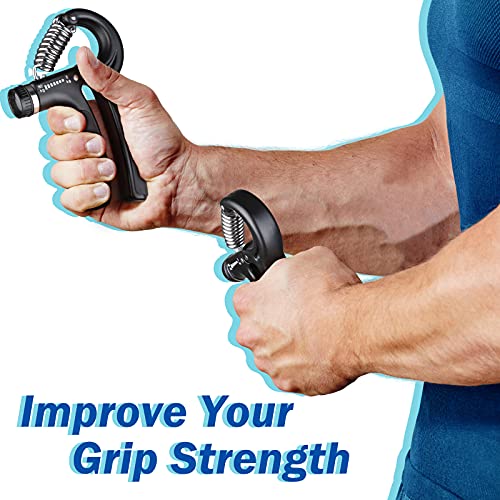 Grip Strength Trainer 2 Pack, Hand Grip Exerciser Strengthener with Adjustable Resistance 11-132 Lbs (5-60kg), Forearm Strengthener, Hand Exerciser for Muscle Building and Injury Recover