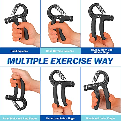 Grip Strength Trainer 2 Pack, Hand Grip Exerciser Strengthener with Adjustable Resistance 11-132 Lbs (5-60kg), Forearm Strengthener, Hand Exerciser for Muscle Building and Injury Recover