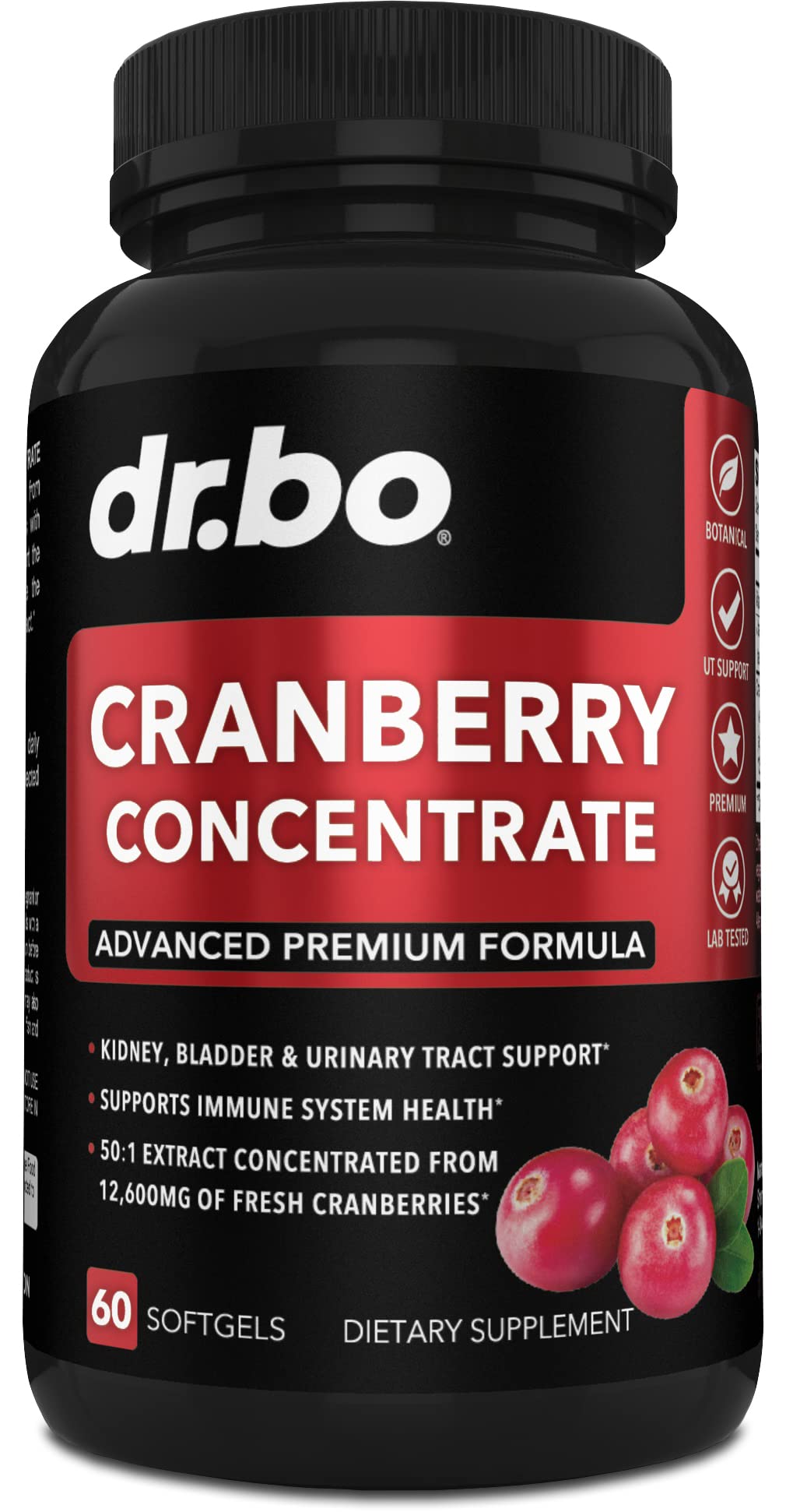 Cranberry Concentrate Pills Supplement Vitamins - UTI Supplements for Women & Men for Urinary Tract Health & Bladder Control Strength - Vitamin C & Cranberries Extract - Kidney Cleanse Detox Capsules