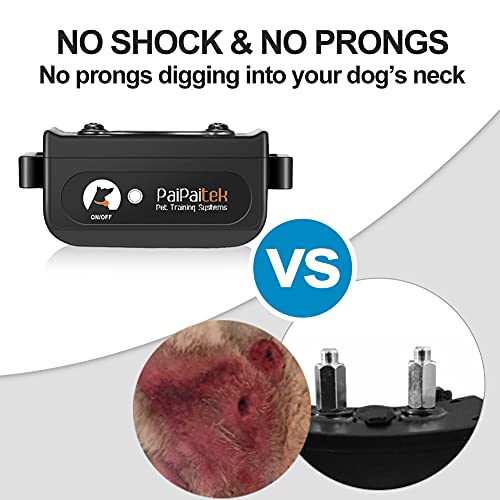 Paipaitek Dog Training Collar No Shock, 3300ft Range Vibrating Dog Collar, IPX7 Waterproof Dog Training Collar with Remote, No Prongs and No Shock, only Sound and Vibration Collar for Training Dogs