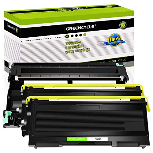 greencycle 3 PK Black Toner Cartridge Drum Unit Combo TN350 TN-350 DR350 DR-350 Compatible for Brother DCP-7010 DCP-7020 DCP-7025 HL-2030 HL-2040 Intellifax 2820 2 Toners + 1 Drum Unit