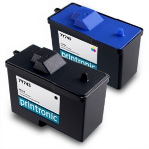 Reman Dell 7Y743 & 7Y745 Ink Cartridges -Pack of 2 (1 Black & 1 Color) / A940, A960 Printers