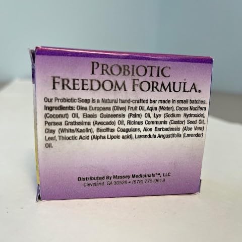 Candida Freedom Massey’s CF 100% Natural Probiotic Soap - Powerful Tea Tree and Lemon Body Soap - 4oz Lemon Scent