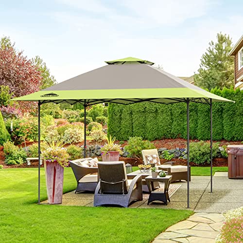 EAGLE PEAK 13x13 Straight Leg Pop Up Canopy Tent Instant Outdoor Canopy Easy Single Person Set-up Folding Shelter w/Auto Extending Eaves 169 Square Feet of Shade (Gray)