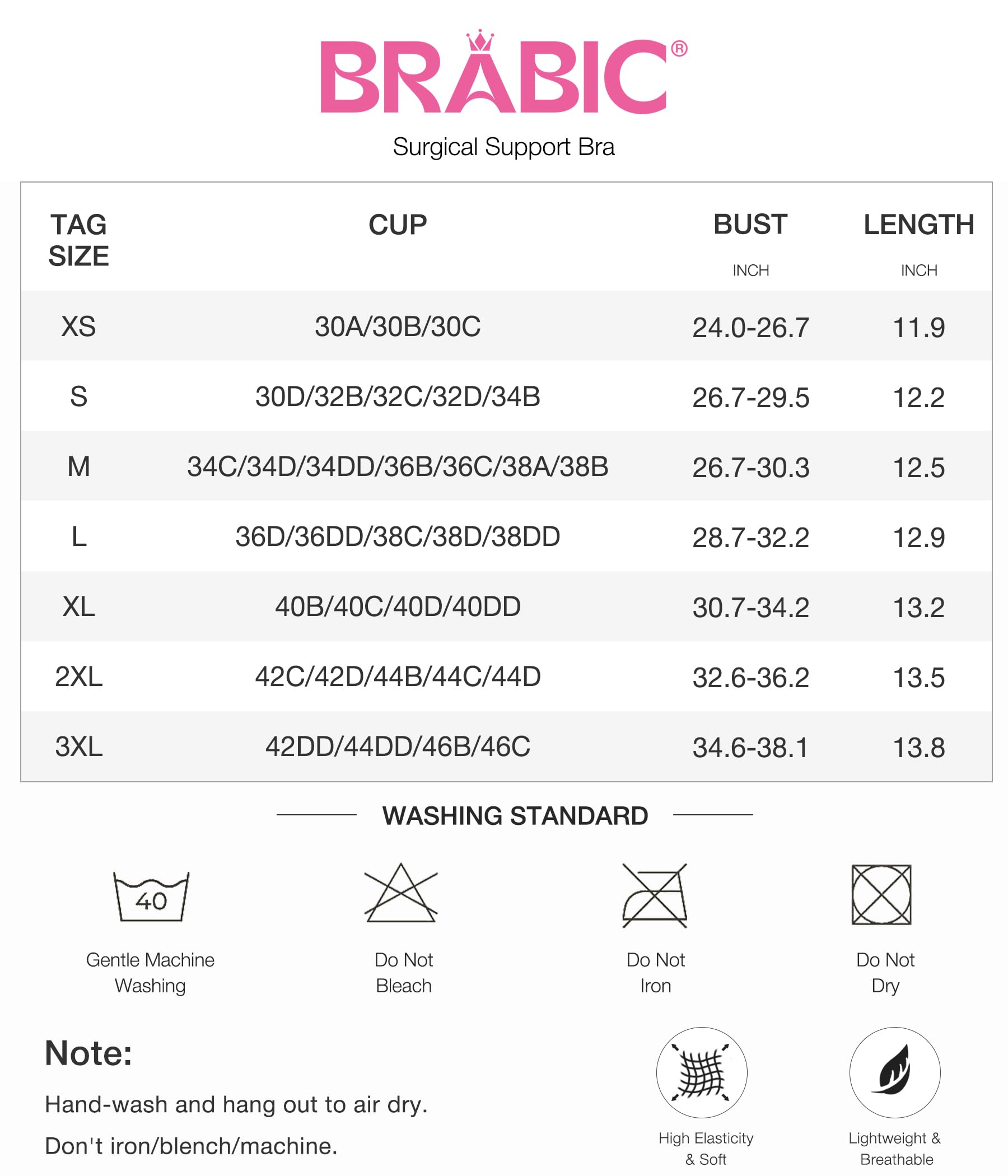 BRABIC Zip Front Closure Everyday Bra for Women Post Surgery Compression Support with Adjustable Straps Wirefree (Medium, White)