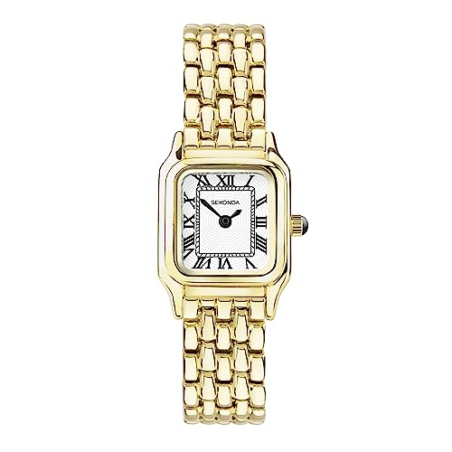 Sekonda Monica Ladies 20mm Quartz Watch in White with Roman Numerals, Analogue Display and Alloy Strap, Gold, Bracelet