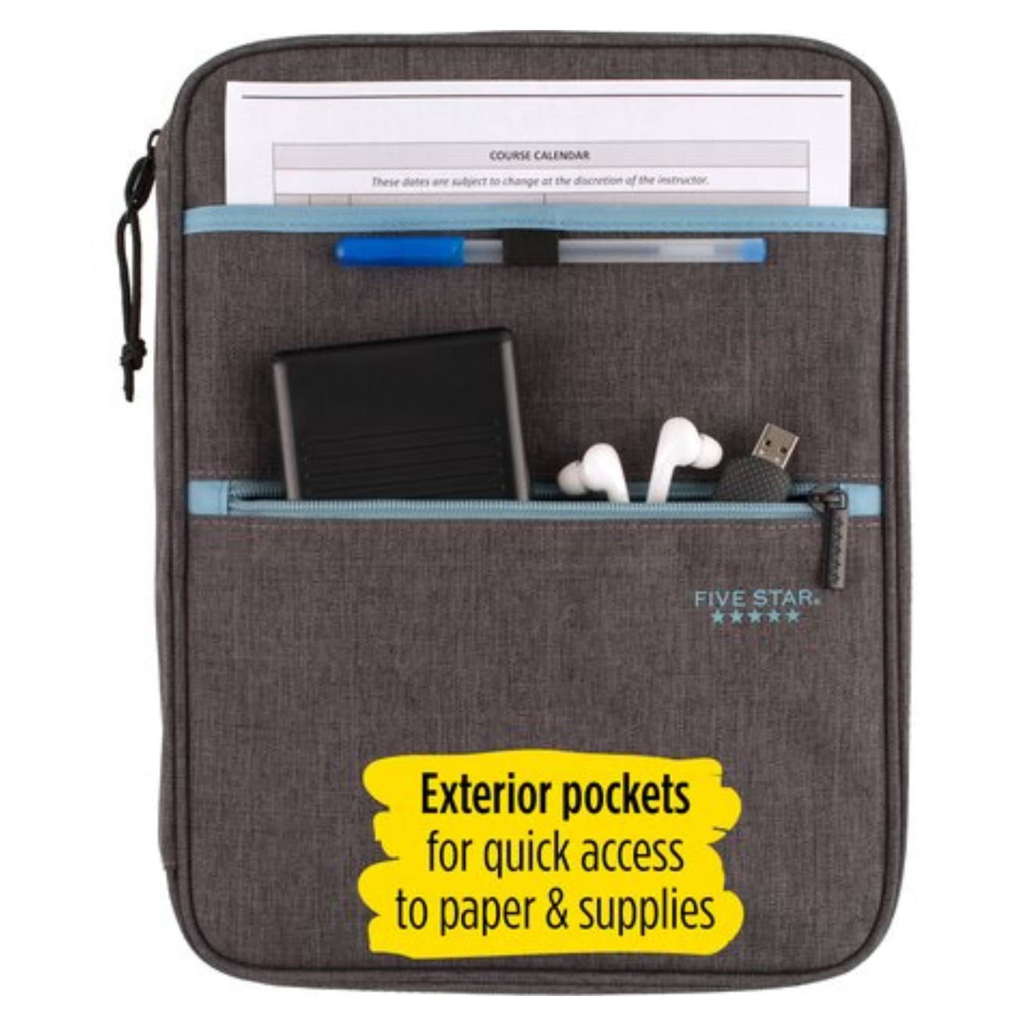 Five Star Carry-All Zipper Binder: 1 in. / 375 Sheet Capacity (Blue)