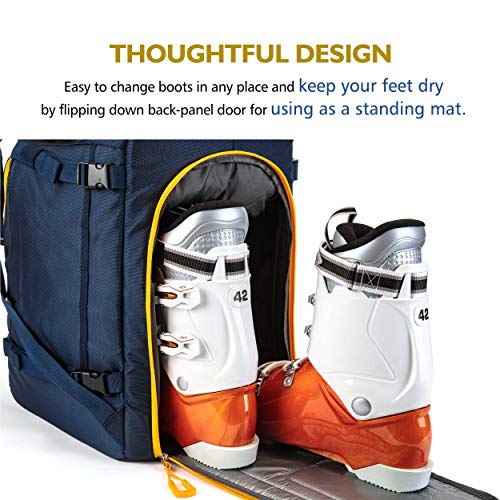 Unigear Ski Boot Bag, 50L Ski Boot Travel Backpack for Ski Helmet, Goggles, Gloves, Skis, Snowboard & Accessories (Blue)