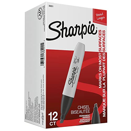 Sharpie 38201 Permanent Marker 5.3Mm Chisel Tip Black Dozen