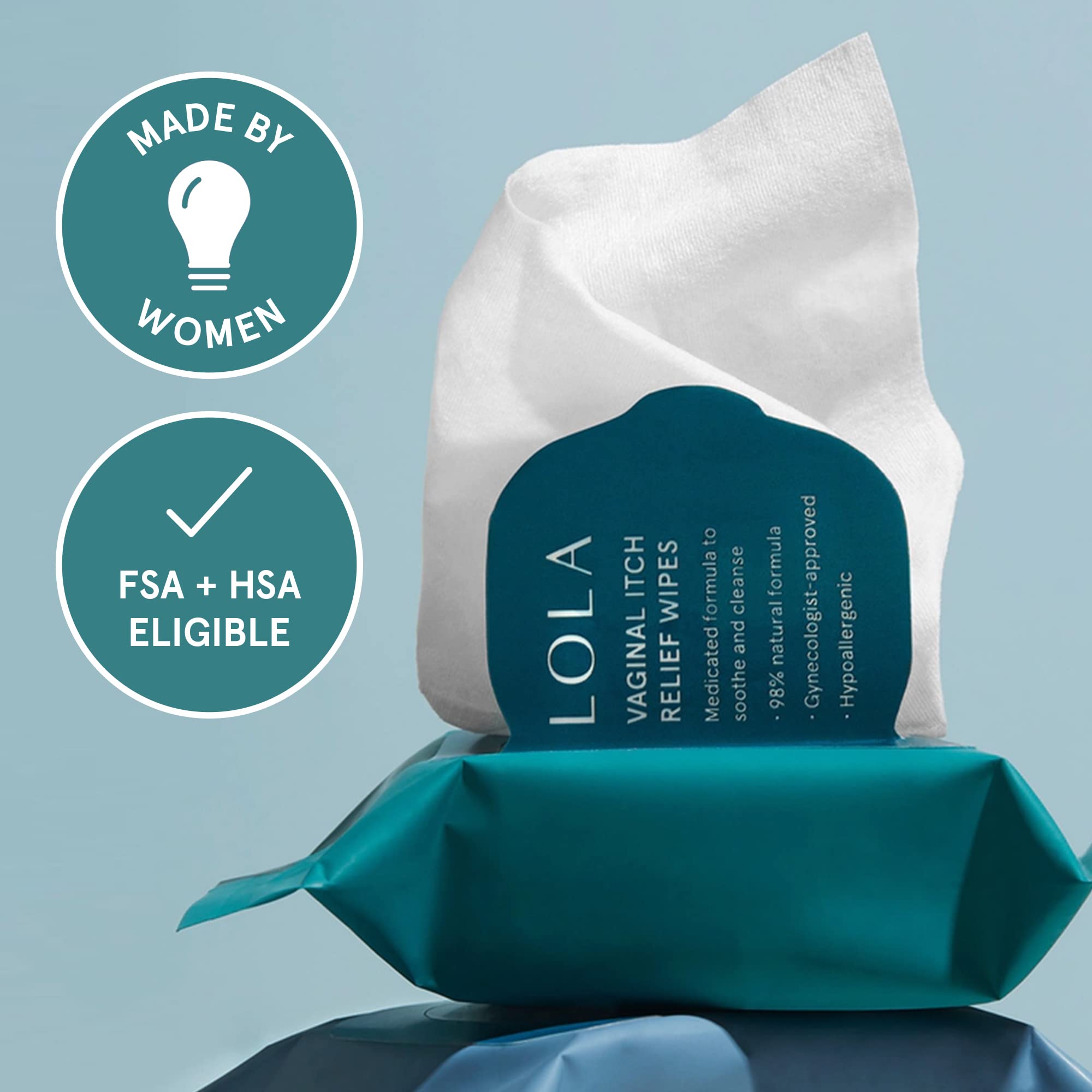 LOLA Feminine Hygiene Wipes, 28 Count, pH Balanced, Hypoallergenic, Natural Ingredients, No Parabens or Dyes