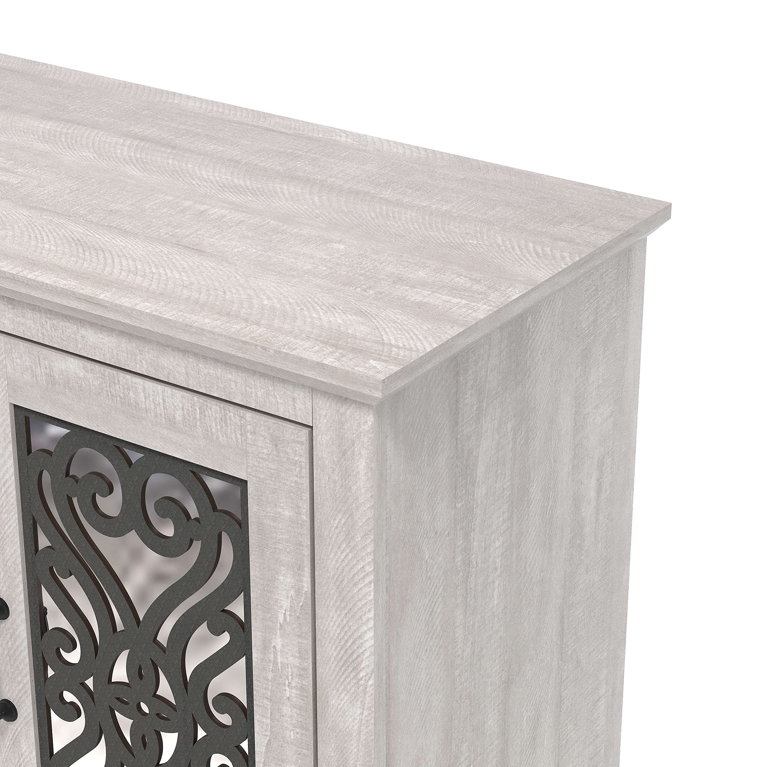 Galano Calidia 3 Door Sideboard, Kitchen Storage Sideboard Buffet Cabinet Console with Acrylic Mirror Doors & Adjustable Shelves, 15.67" D x 45.71" W x 29.29" H, Dusty Grey Oak